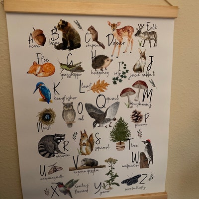 Woodland Alphabet Poster Woodland Nursery Decor Educational Posters ...