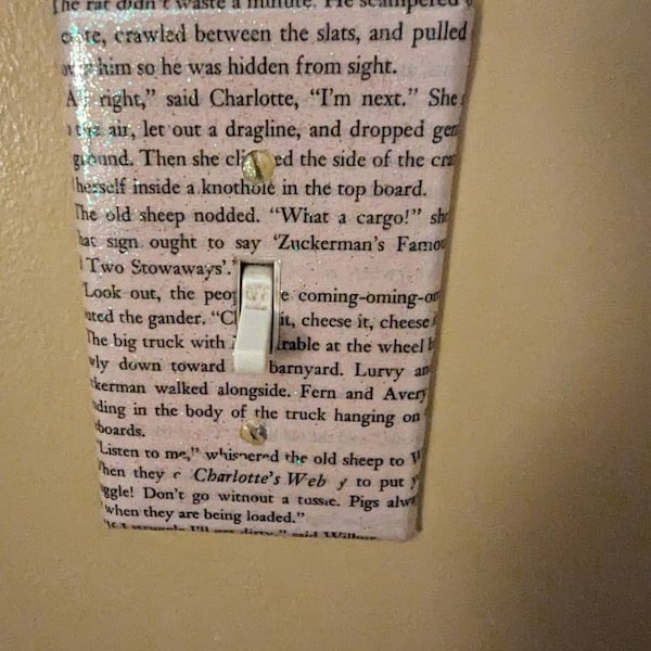 Book Page Wall Light Switch Plate, Light Switch Cover, Home Decor ...