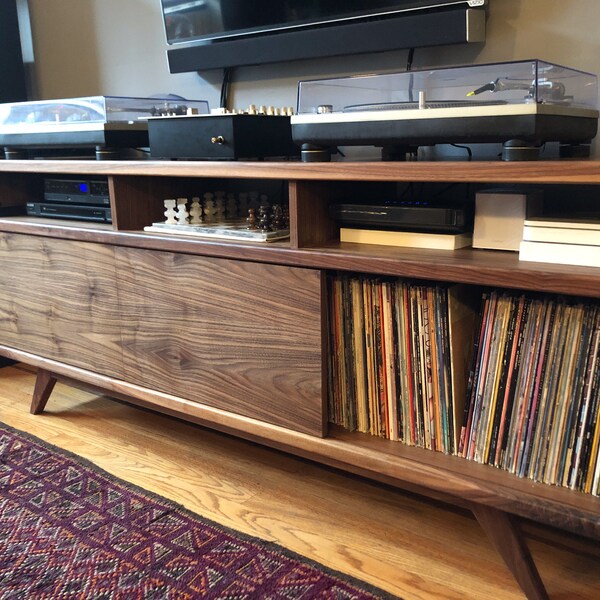 Walnut TV Stand MCM Media Console Mid Century Modern Credenza Handmade ...