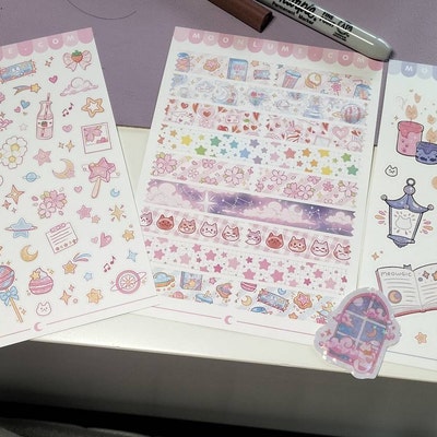 PINK AESTHETIC Sticker Sheet 76 Cute Matte Vinyl Waterproof Stickers ...