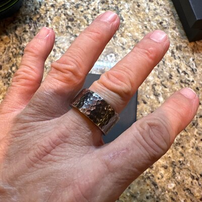 Chunky 925 Sterling Silver Ring Set With 10 Diamonds 0.33ct Simple Band ...