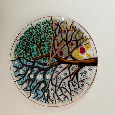 Unique Wall Clock Red Wall Clock Hand Painted Glass Artwork - Etsy