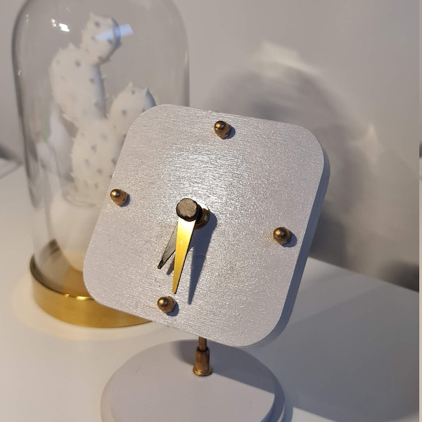 White Adjustable Desk Clock, Minimalist Clock, Retro Table Clock, Wood ...