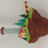 DIY Treehouse Model, 3D Papercraft PDF Pattern / Simple Origami Lowpoly ...