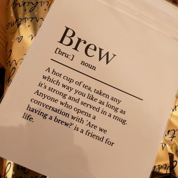 Brew Word Definition, Northern Humour Wall Print, Gift for a Tea-lover ...