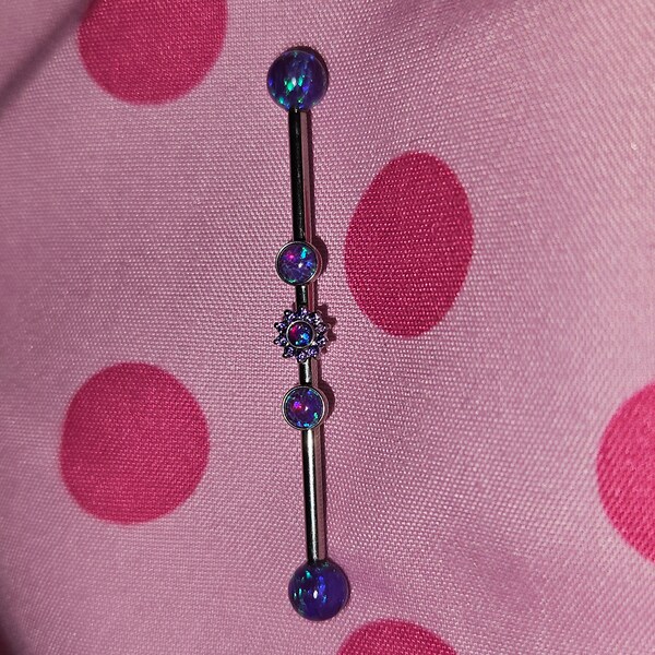 16G Implant Grade Titanium Internally Threaded Flat Tops Lab Fire Opal ...