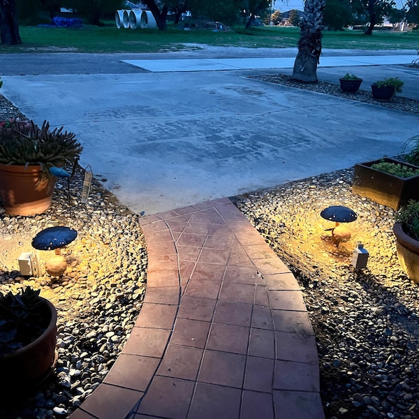Copper LED Landscape Light With Three Mushroom Caps - Etsy