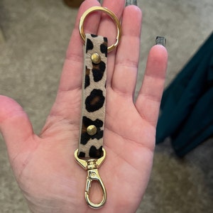 Leopard Design Leather Keychain for Women , Leather Key Ring, Leather ...