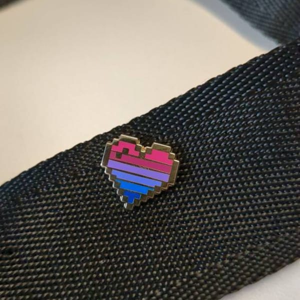 Bisexual Pixel Heart Pin — Subtle Bi Pride Flag Accessory Gift Queer ...