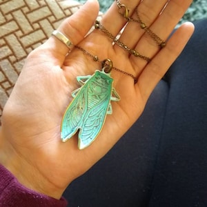 Cicada Necklace. Bronze Necklace. Green Patina Necklace. Bug Jewelry ...