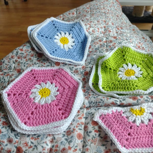 Hexadaisy Crochet Blanket Pattern by Meema Makes ®, Crochet Daisy ...