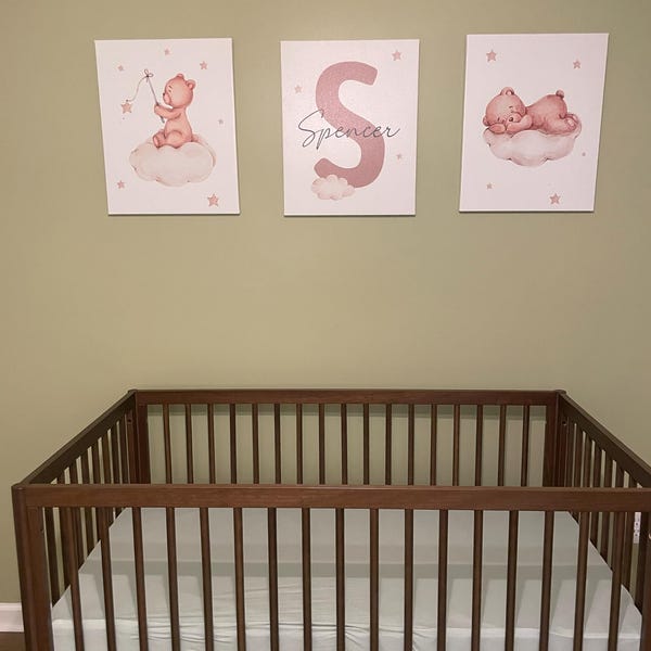 Set of 3 Teddy Bear Nursery Wall Art Print Bear Nursery Decor Bear ...