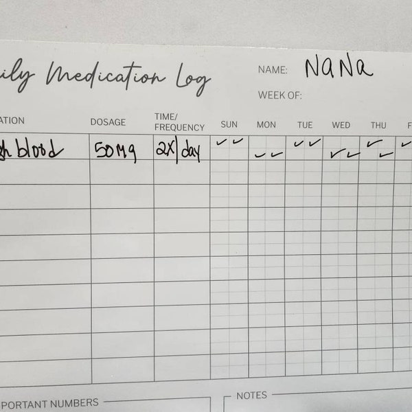 Dry Erase Daily Medication Log, Prescription Tracker List, Eco-friendly ...