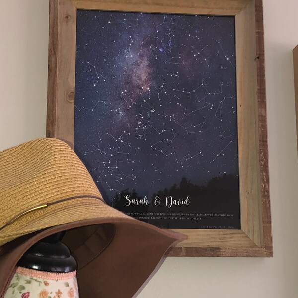 Christmas Gift Star Map, Custom Star Map, Constellation Gift, Night Sky ...