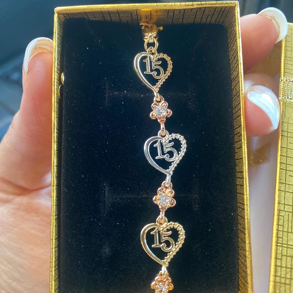 14k Gold Plated Quinceañera Jewelry Set | Lindo Set (cadena, Anillo Y ...