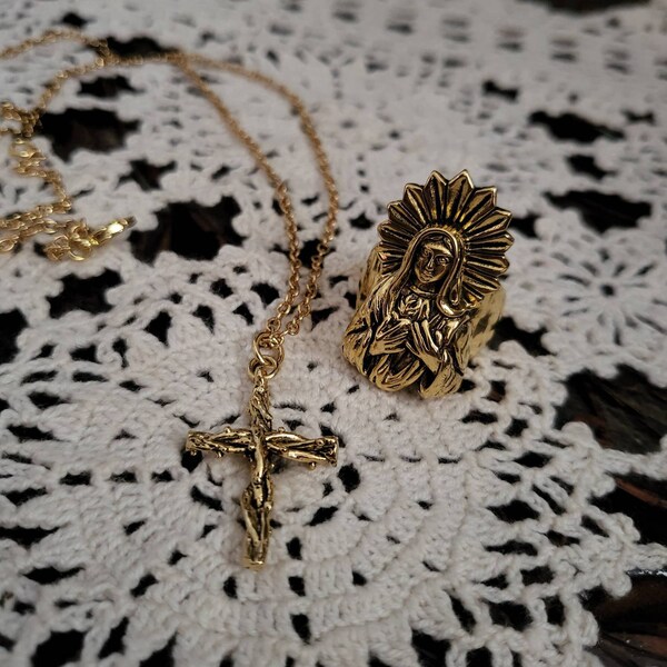 St.mary Ring,mother of God Ring,golden Mary Ring,lady Ring, - Etsy