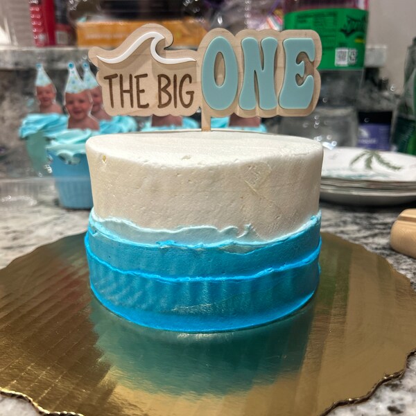 The Big One Wave Birthday Themed Cake Topper, Beach Themed Cake Topper ...