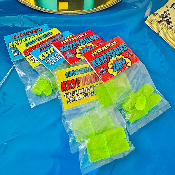 Superhero Kryptonite Candy Labels • Bags and Labels • Printed - Etsy