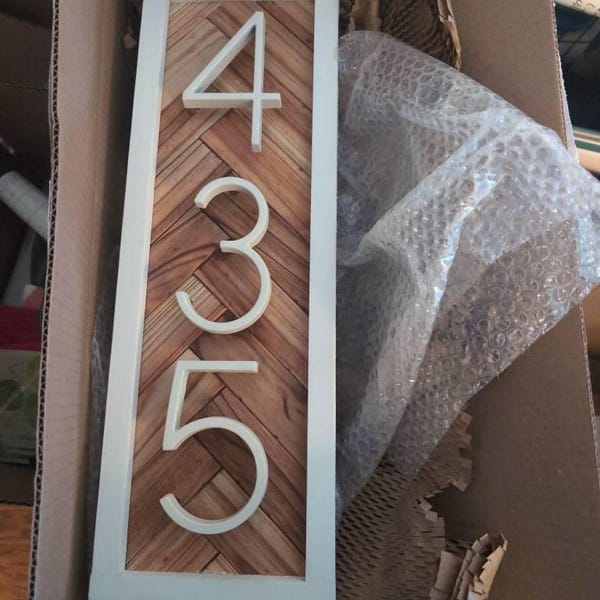 Modern Vertical Herringbone Address Sign - Etsy