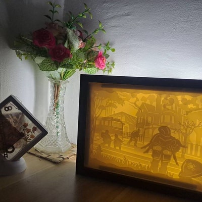 Fireman Shadow Box Files, Paper Cut Light Box Template Files, Shadow ...