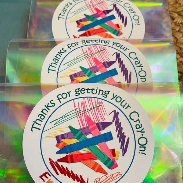 Crayon Stickers, Art Birthday Party, Craft Party Stickers, Personalized ...