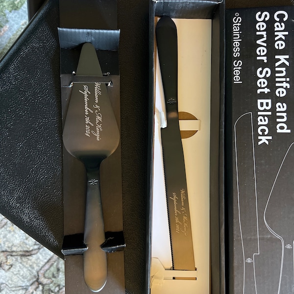 Personalized Wedding CAKE CUTTING SET Gold Silver Cutter Server Knife ...