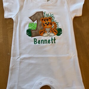 Tiger Number 1 Birthday Applique Machine Embroidery Design Jungle ...