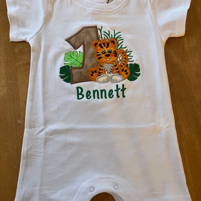 Tiger Number 1 Birthday Applique Machine Embroidery Design Jungle ...