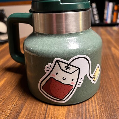 Flower Teacup Vinyl Sticker Waterproof Sticker Tea Drinking Sticker Cup ...