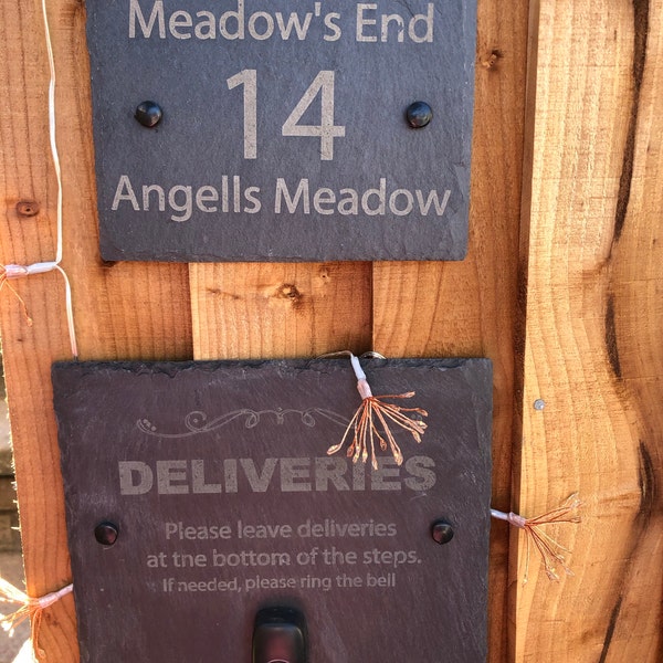 Rustic Natural Slate House Gate Sign Plaque Door Number Farmhouse ...