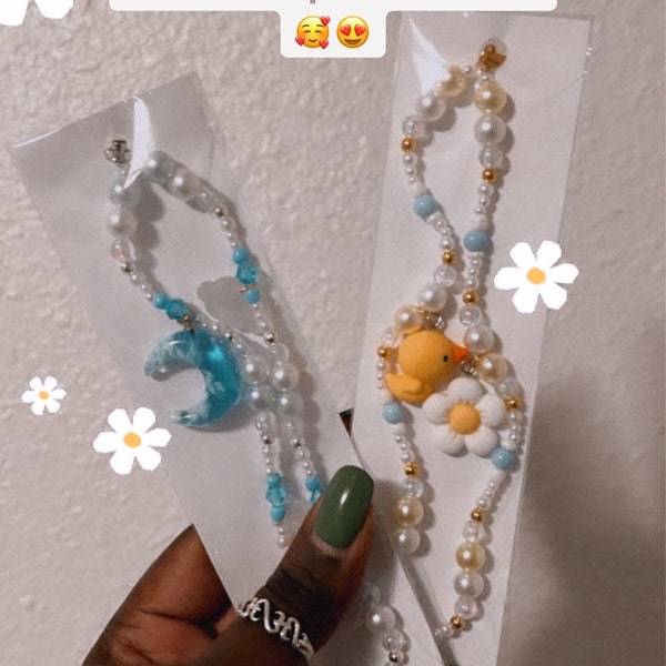 Duck Daisy Phone Strap/duck Daisy Flower Phone Charm/beaded Phone ...