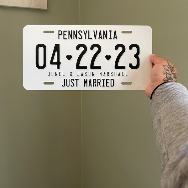 Wedding License Car License Plate Wedding Car Just Married Wedding Date ...