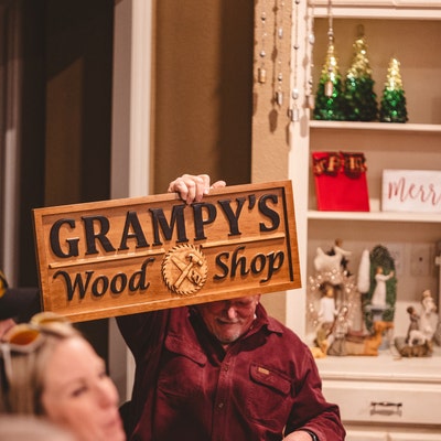 Custom Wooden Shop Sign Wood Workshop Sign Gifts for Men Gifts for Him ...