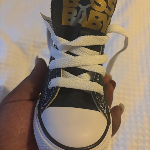 Black Boss Baby Converse, Black With Gold Wording and Name ...