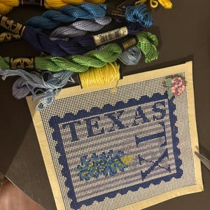 Texas Bluebonnet TX Flower Stamp Travel Needlepoint Chart Download PDF ...