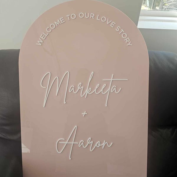 Wavy Whimsical Design Welcome Sign Semi Custom Acrylic Signage Wedding ...