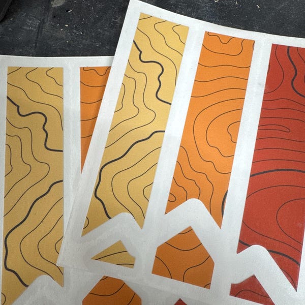 Retro Mountain Topographic Decal - Etsy
