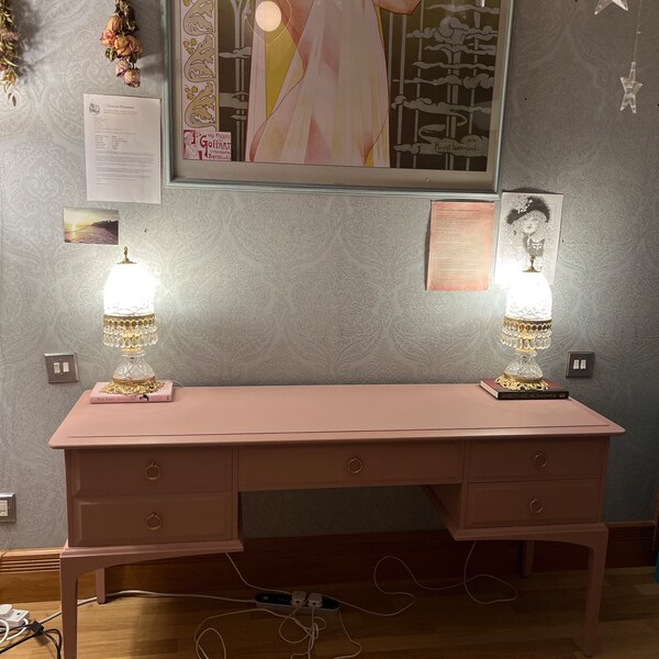 Stag Double Pedestal Mahogany Dressing Table With Stool, Stag Vanity ...