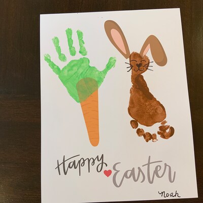 Easter Bunny Carrot Handprint Footprint Art Craft, Handprint Footprint ...