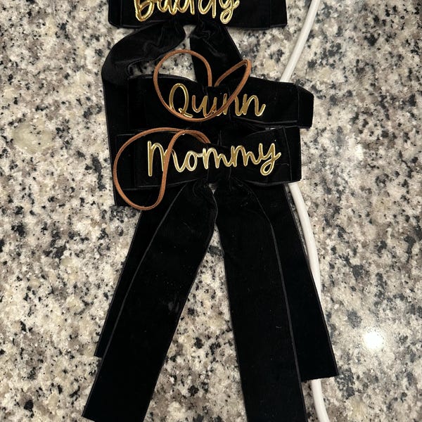 Personalized Velvet Coquette Bow Stocking Name Tag: Christmas Place ...