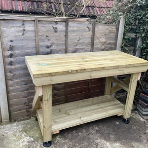 Indoor/outdoor Wooden Workbench. Garden Work Table. Bbq/pizza Oven ...