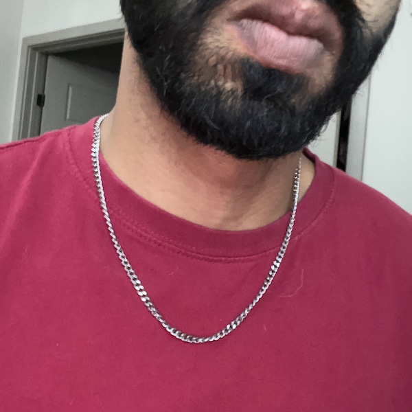 Waterproof Men's Chain Necklace / Cuban Chain / 4mm 316L Stainless ...