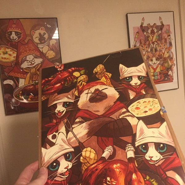 Meowscular Chef- 11"x17" Print - Monster Hunter World Palico Fan Art - Etsy