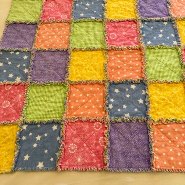 Baby Rainbow Rag Quilt Kit, 72 Pre Cut Quilt Blocks 7" Squares, Pink ...