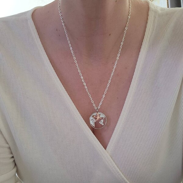 Earth and Airplane Pendant / Cut From A Quarter / Coin Jewelry / Cut ...