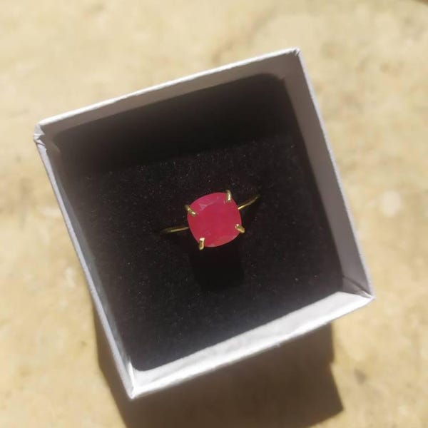 Radiant Ruby Ring in Gold, Raw Ruby Ring in Gold, Natural Ruby Ring ...