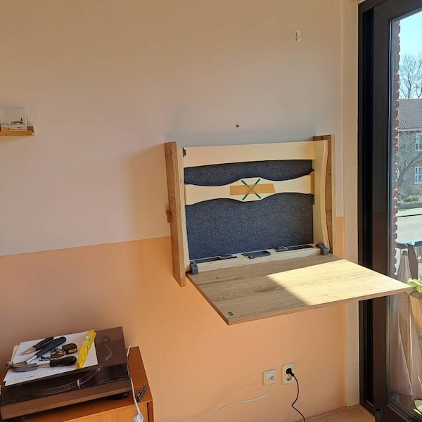 Wall Mounted Height Adjustable Desk. Sit or Stand Ergonomic Home Office ...