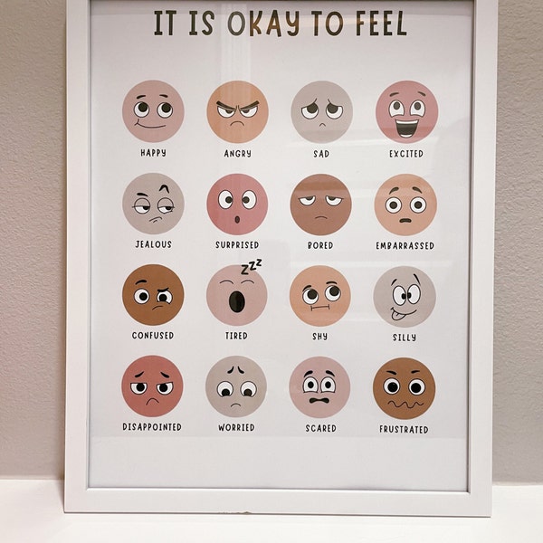 It's Okay to Feel, Boho Classroom Decor, Feelings Chart Poster, My ...
