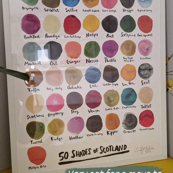 50 Shades of Scotland, Quirky Scottish Colour Chart Poster. Fun Memento ...