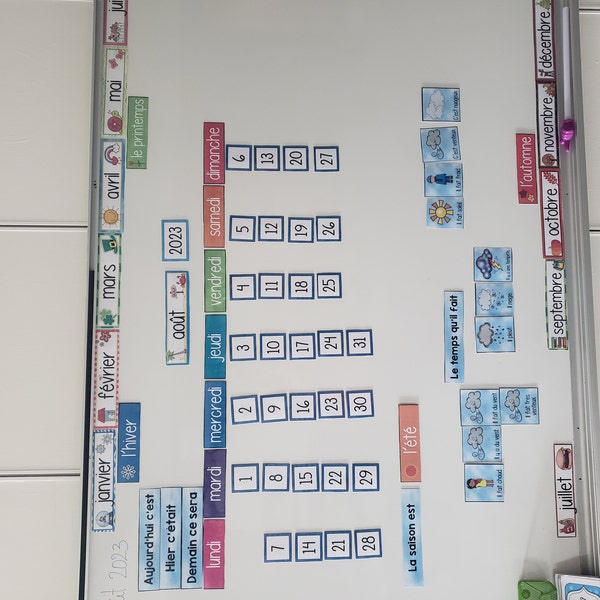 FRENCH Calendar Kit Months Days Seasons Weather Date Cards Set Ensemble ...